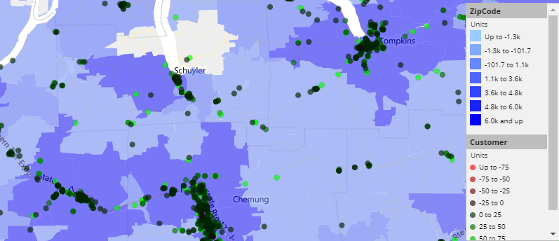 Geo area map colored by measure